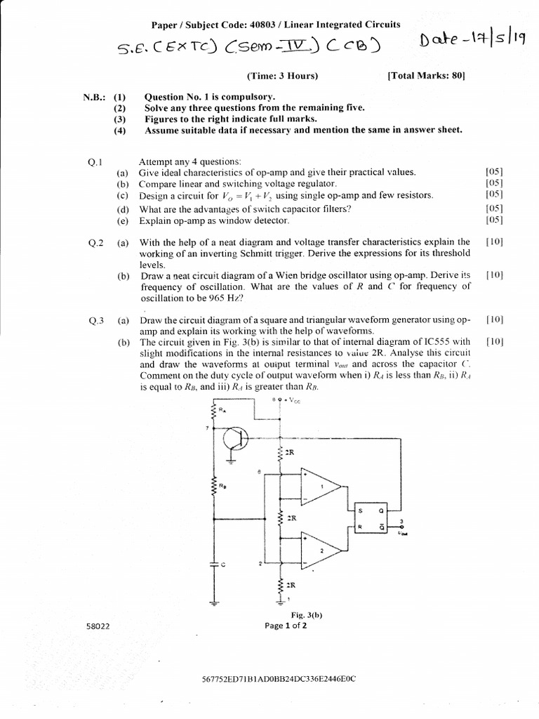 Iv Extc CB Linear Intg CKTS | PDF | Operational Amplifier | Electrical ...
