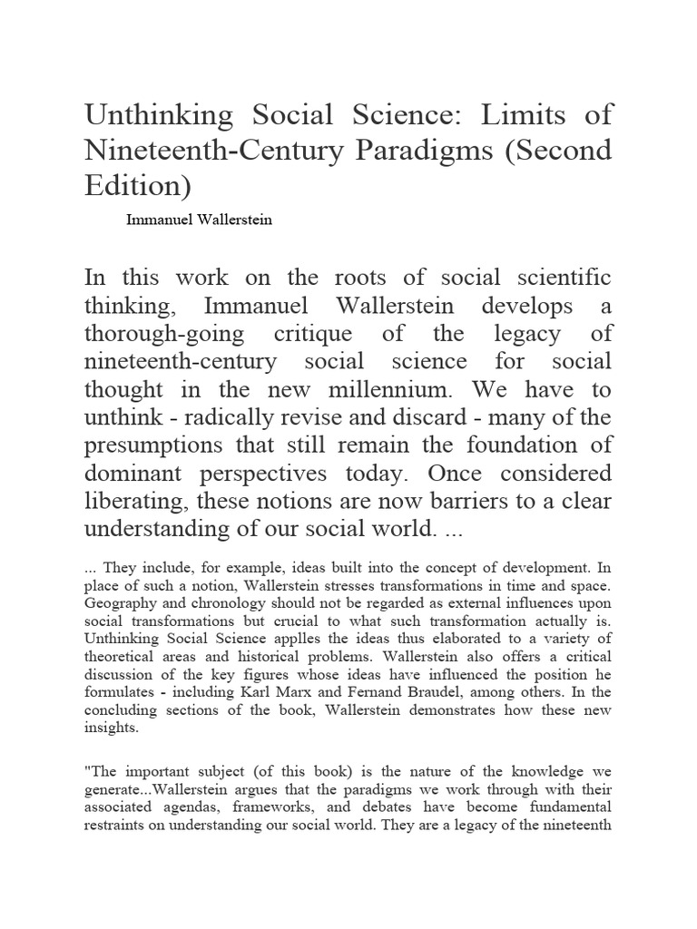 Unthinking Social Science | PDF | World Systems Theory | Social Sciences