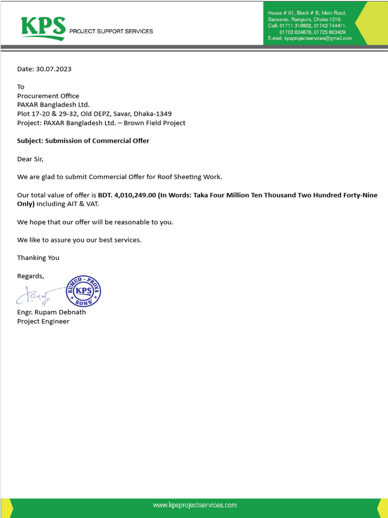 Paxar Roof Work | PDF