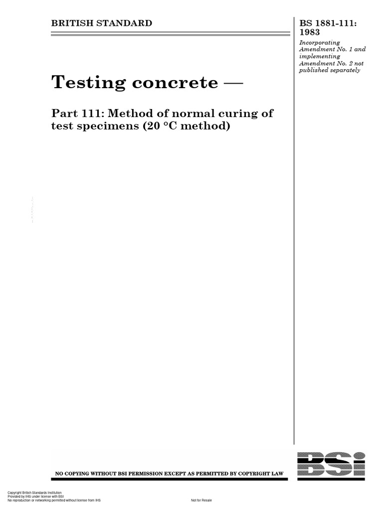 BS 1881-111 (1983) - Testing Concrete - Part 111 - Method of Normal ...