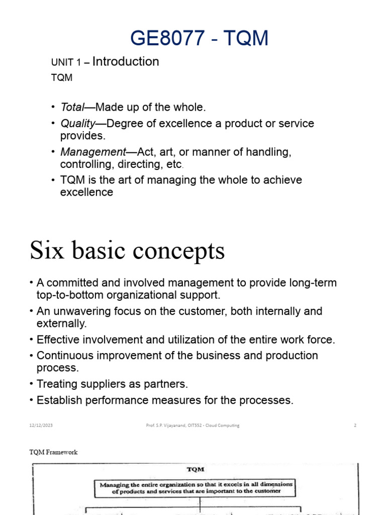 TQM Unit 1 | PDF