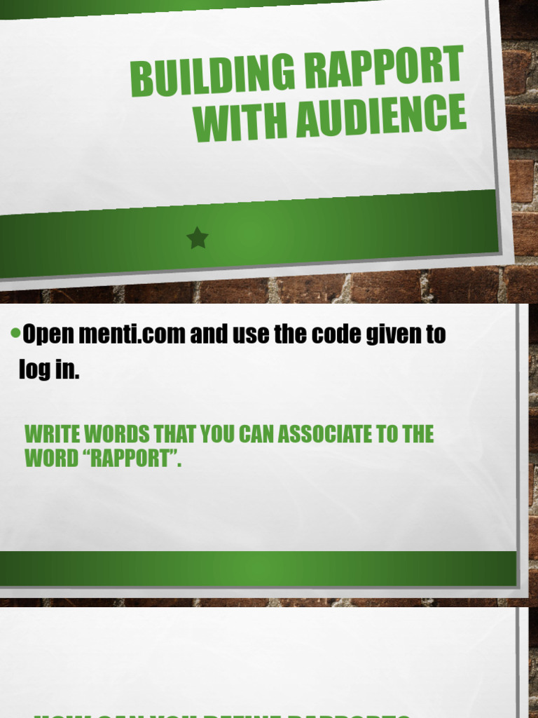 Building Rapport With Audience | PDF | Creativity | Communication