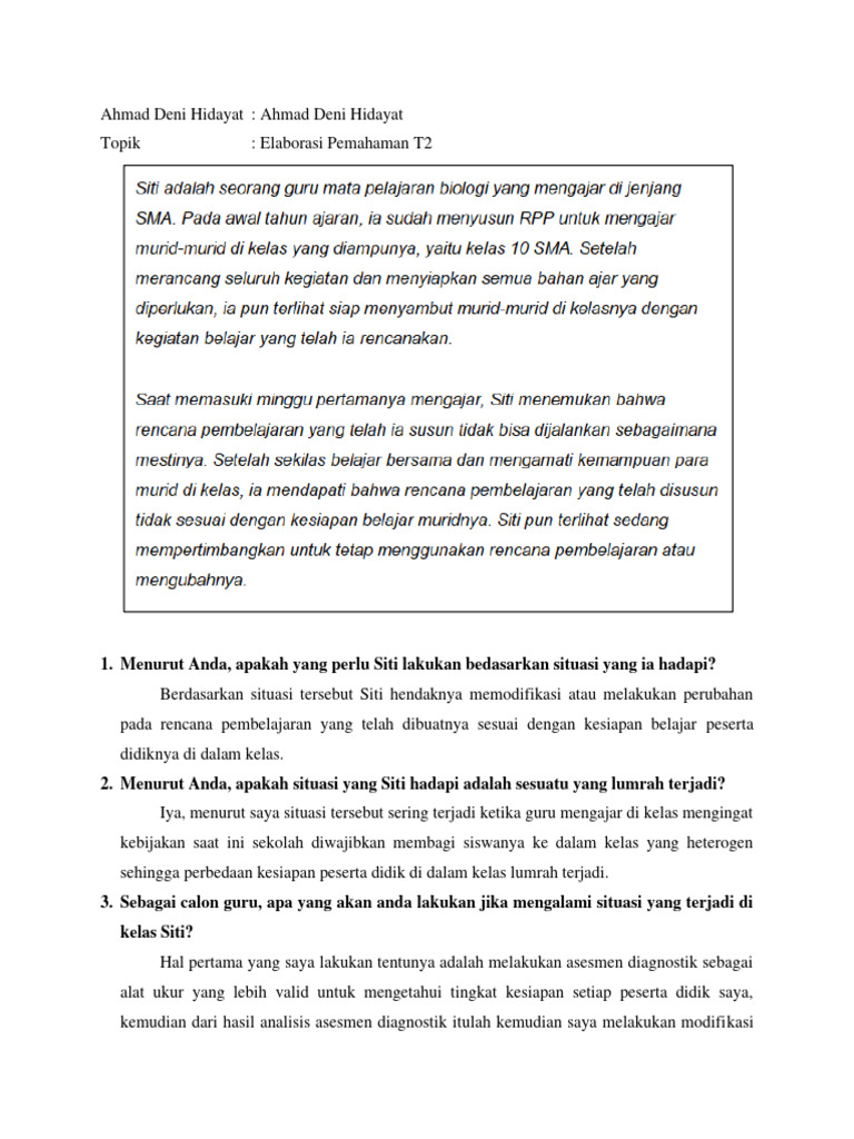 Ahmad Deni Hidayat Elaborasi Pemahaman PPDP NEW 2023 T2 | PDF | Karier ...