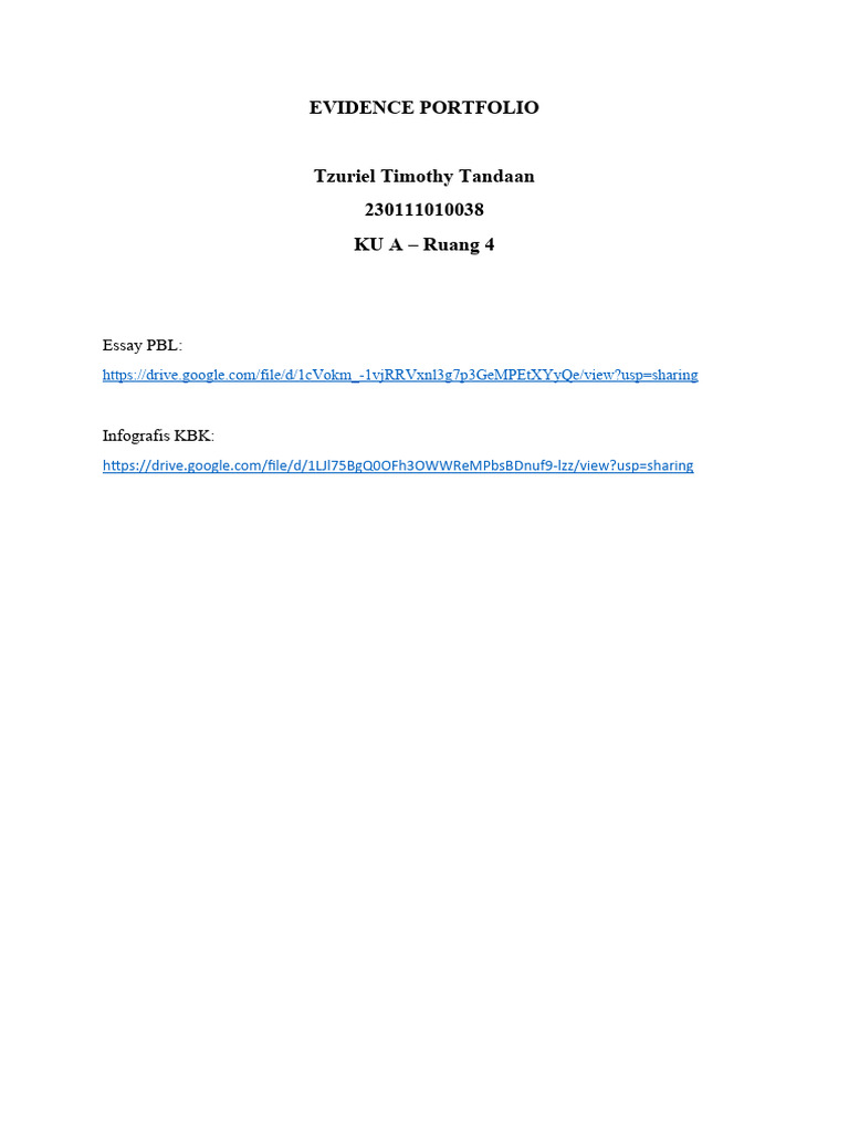 Evidence Portfolio - Tzuriel Tandaan | PDF
