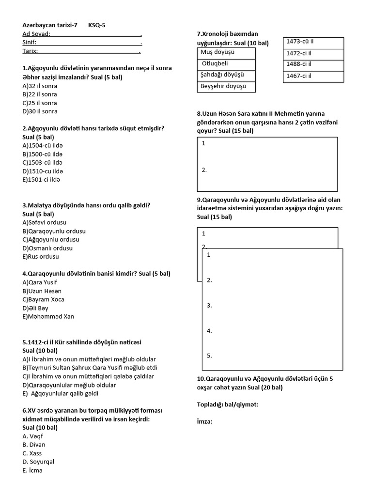 Azərbaycan Tarixi-7 KSQ-5 | PDF