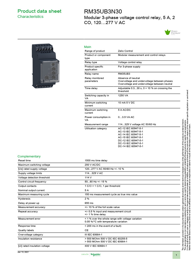 Zelio Control RM35UB3N30 Document | PDF | Relay | Alternating Current