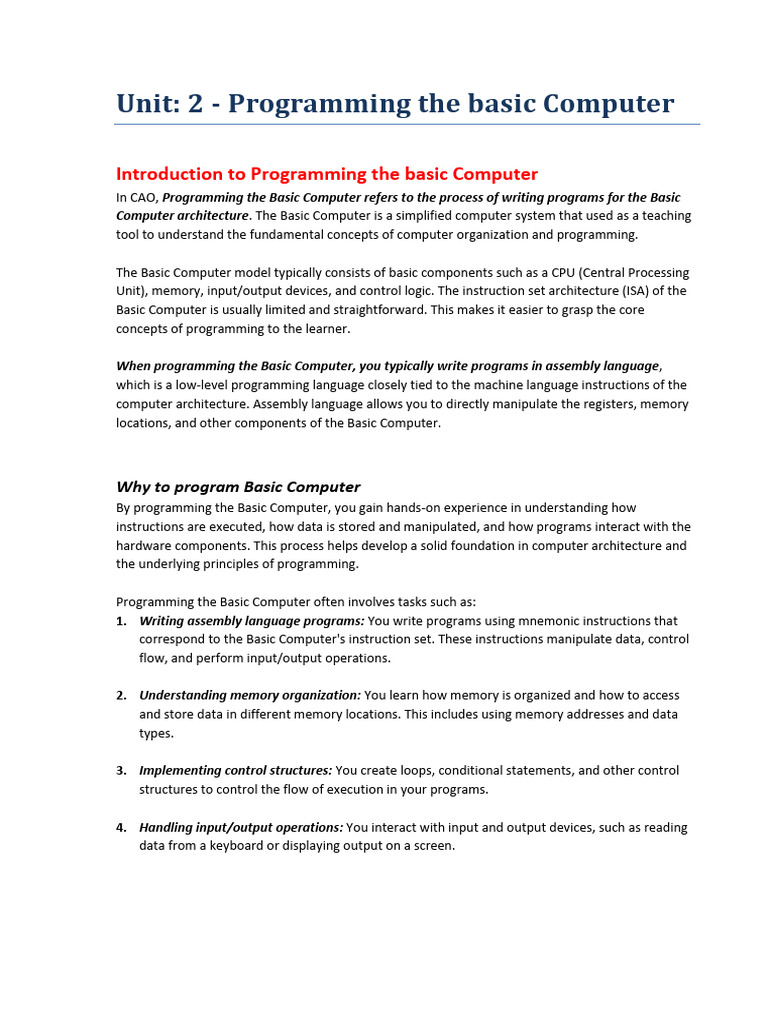 Computer Architecture Organization - Unit-2 | PDF | Assembly Language | Central Processing Unit