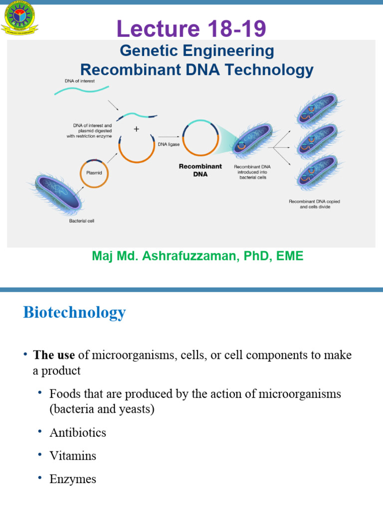 BME 203 - Lecture No. 18-19 | PDF | Molecular Cloning | Complementary Dna