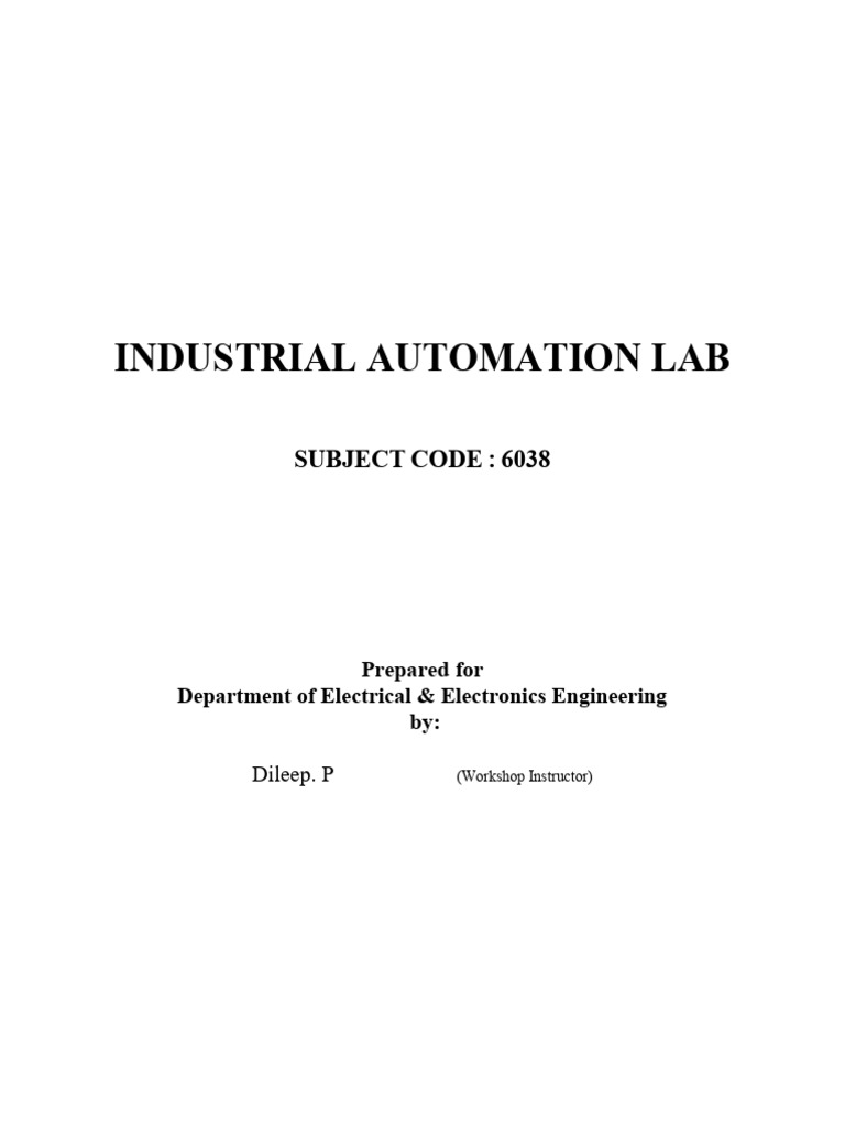 Industrial Automation Lab Manual | PDF