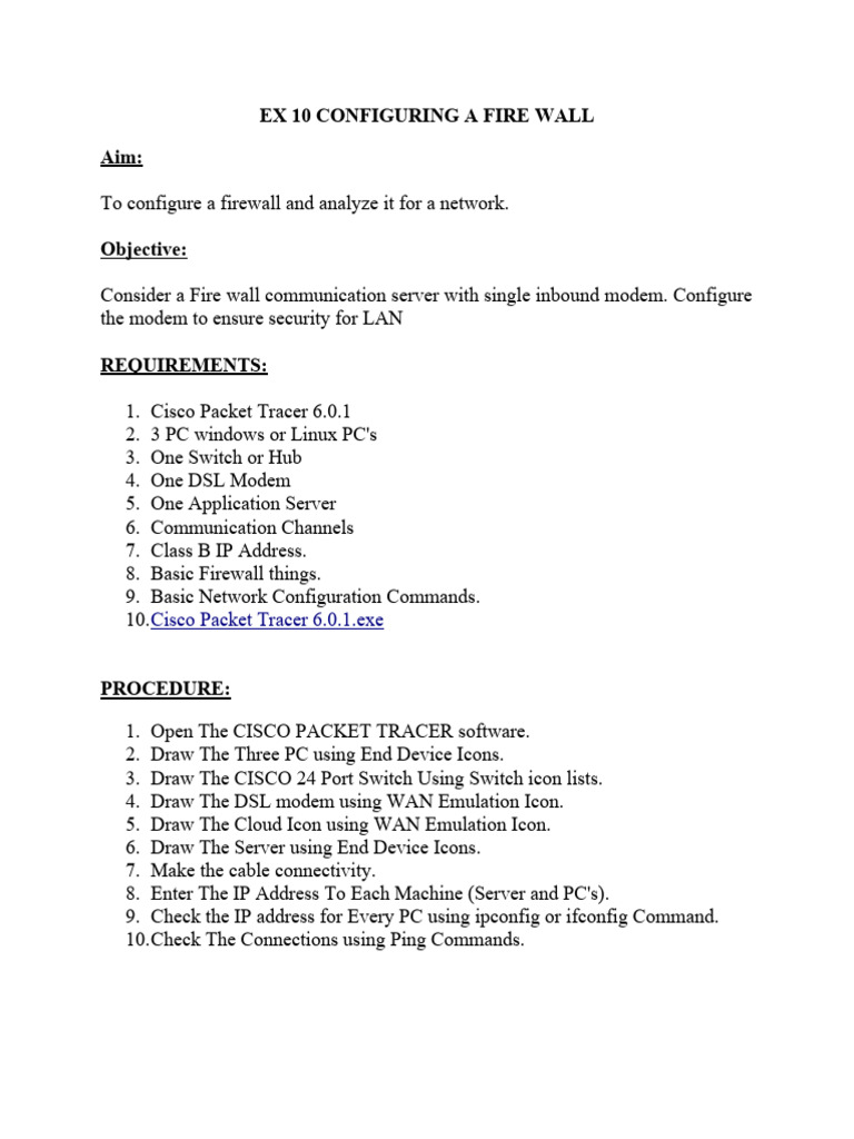 Acns Lab 8 - Configuring A Fire Wall | PDF