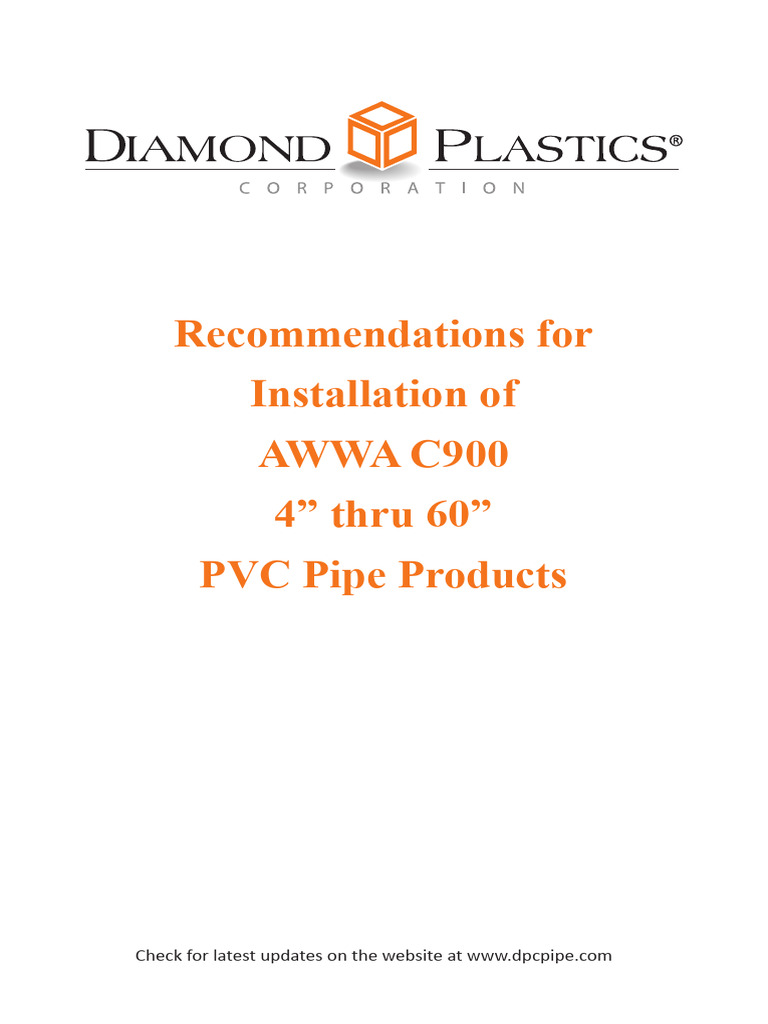 AWWA C900 PVC Pipe Installation Guide | PDF | Pipe (Fluid Conveyance ...