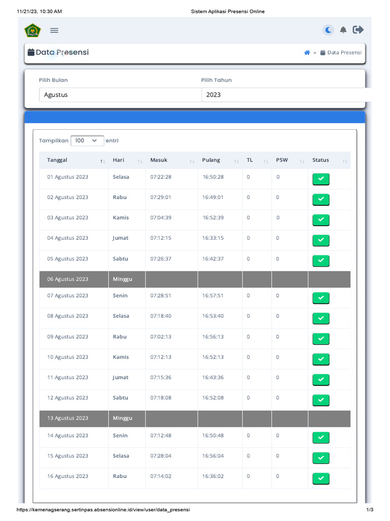 Sistem Aplikasi Presensi Online | PDF