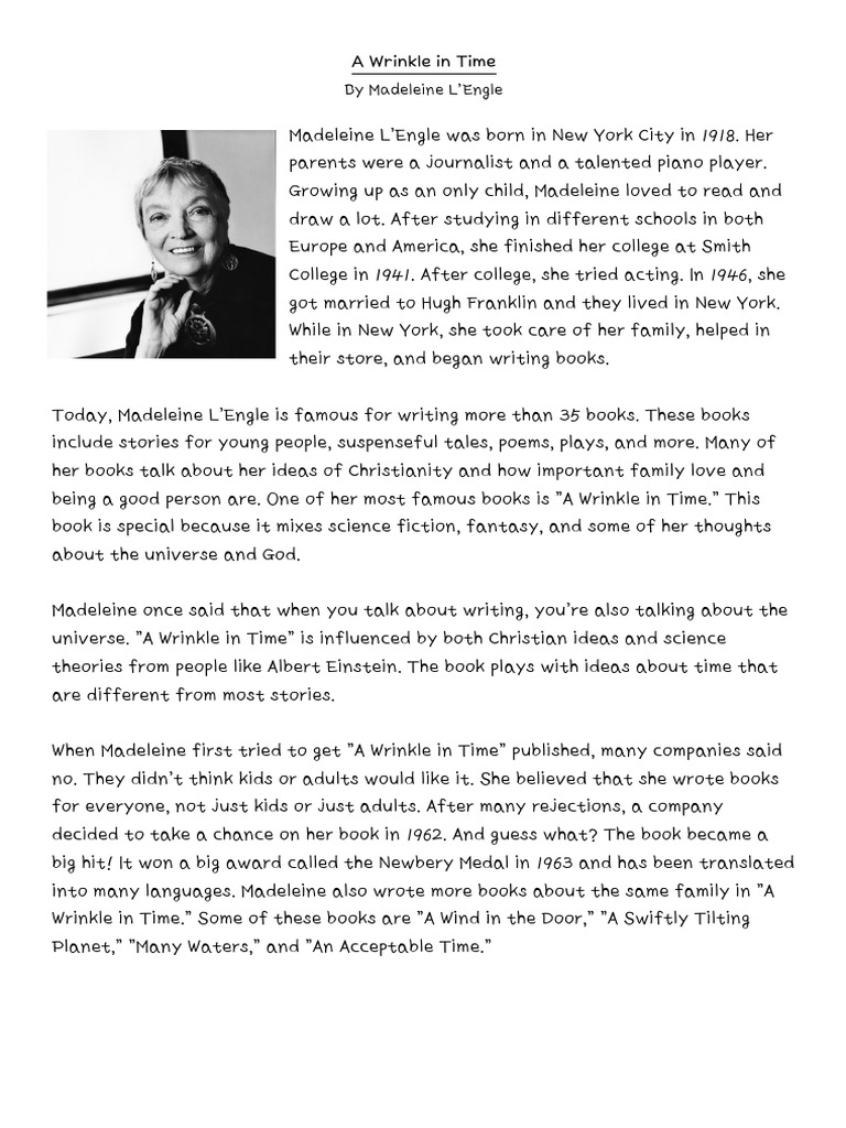 A Wrinkle in Time - Author Autobiography Exercise | PDF | Classics ...