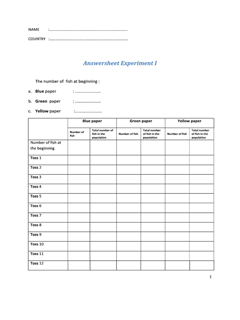 2008 IMSO Science Experiment I Answer Sheet | PDF