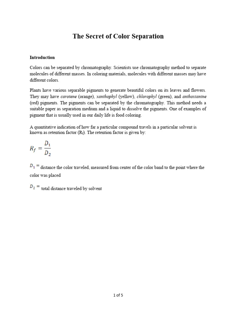 IMSO 2009 Problem Set For Experiment | PDF | Chromatography | Color