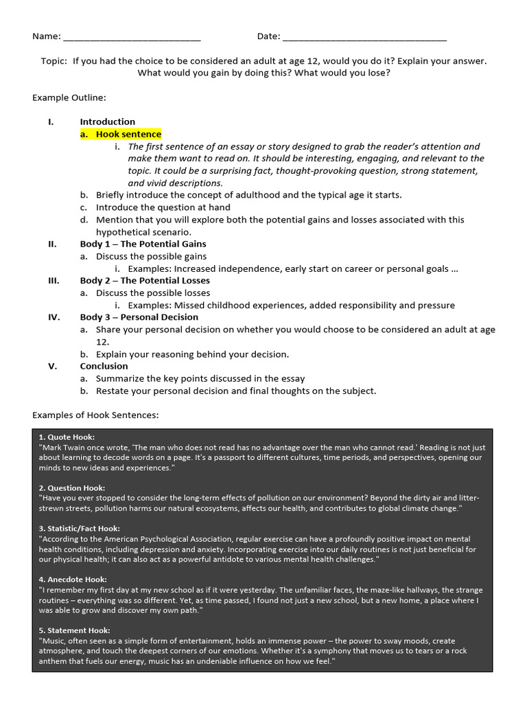 The Giver - Writing Exercise With Outline | PDF