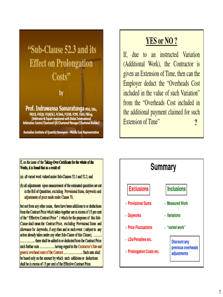 Sub-Clause 52.3: Prolongation Costs Explained | PDF | Prices | Private Law