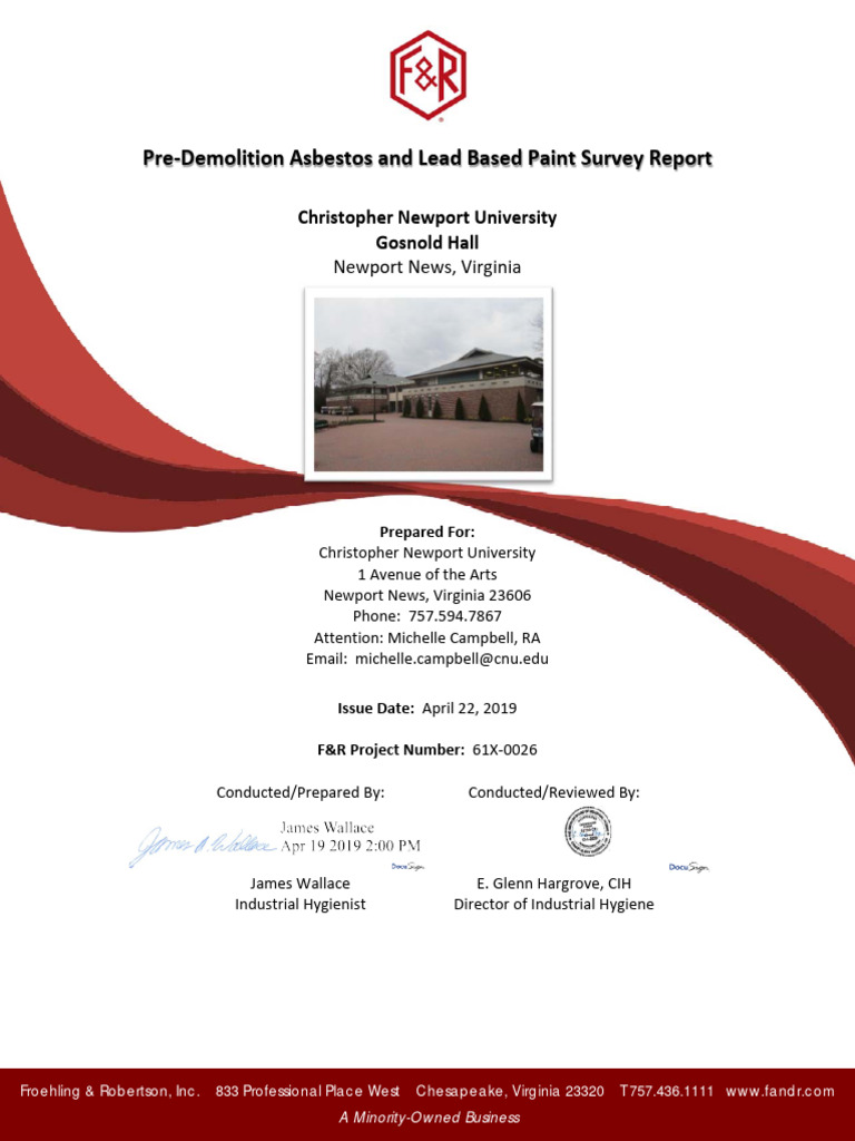Asbestos and Lead Survey Report for CNU | PDF
