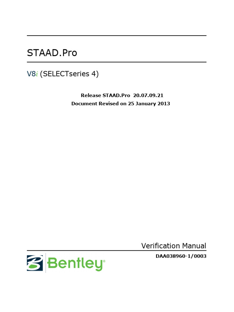 Staadpro V8i Verification Manual Pdf Mechanical Engineering Mechanics