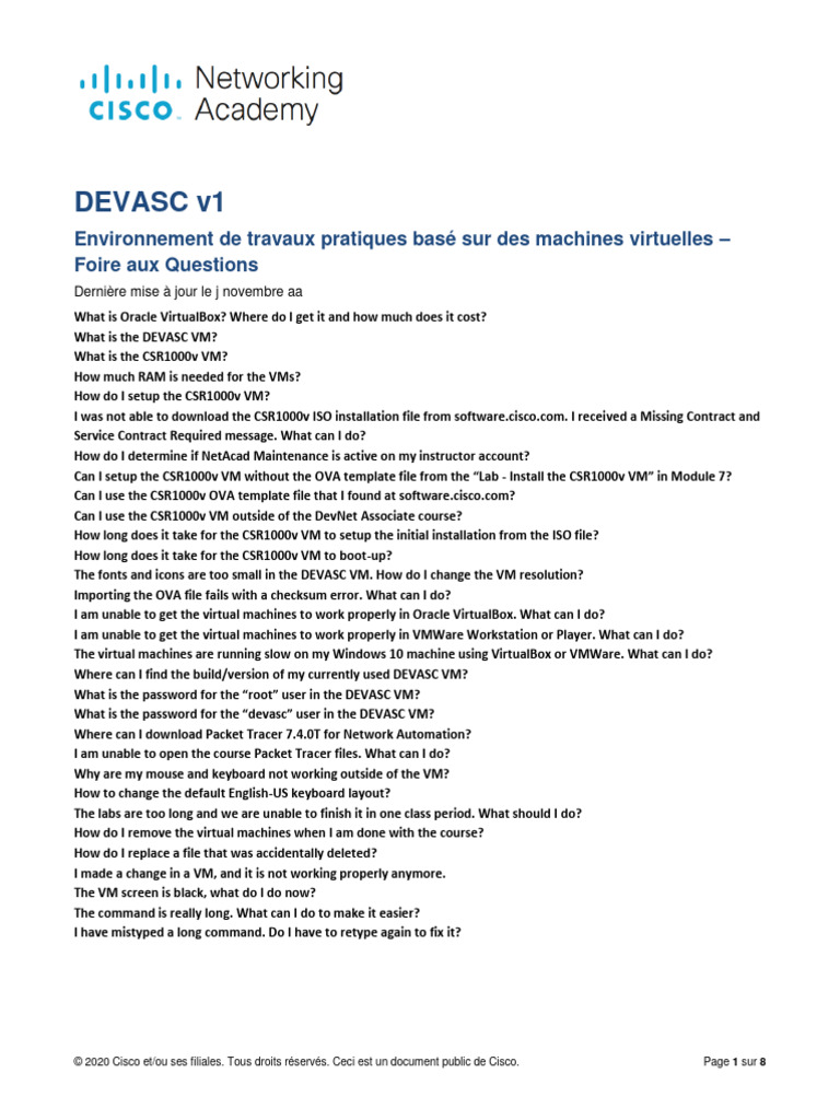 DEVASC v1 VM Lab Environment FAQ | PDF | Virtual Machine | Operating System Technology