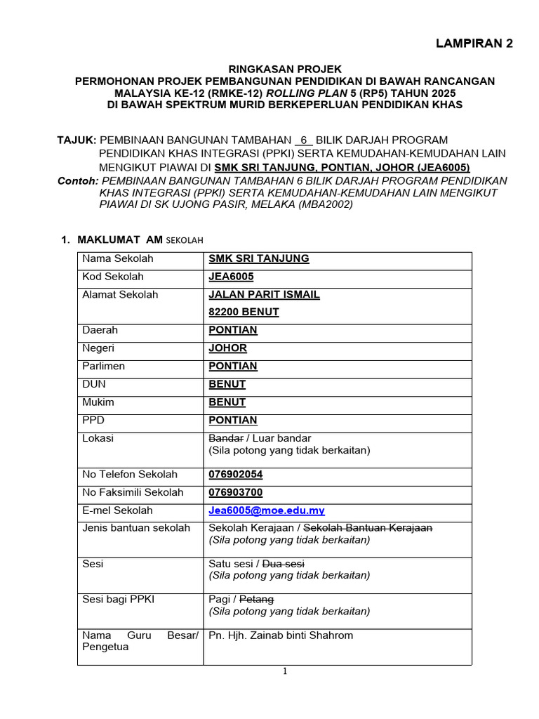 LAMPIRAN 2 TEMPLAT RINGKASAN PROJEK SMKST | PDF