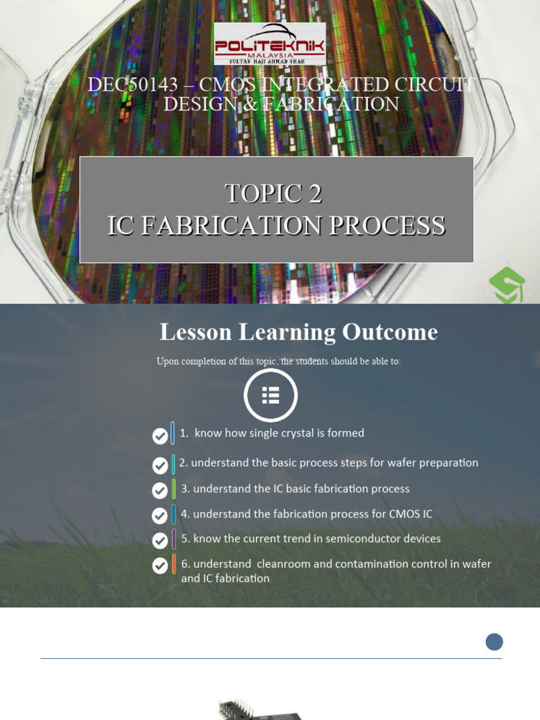 Dec50143 - Topic 2 - Ic Fabrication Process | PDF | Ion Implantation | Photolithography