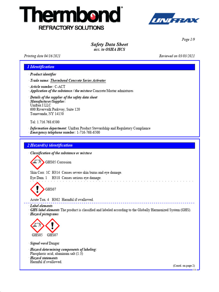 Thermbond Concrete Activator SDS | PDF
