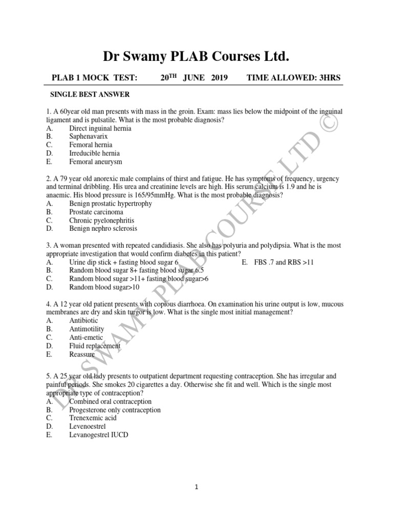 20Th-June-2019-Plab-1-Mock-Test-Plab-Resources | PDF