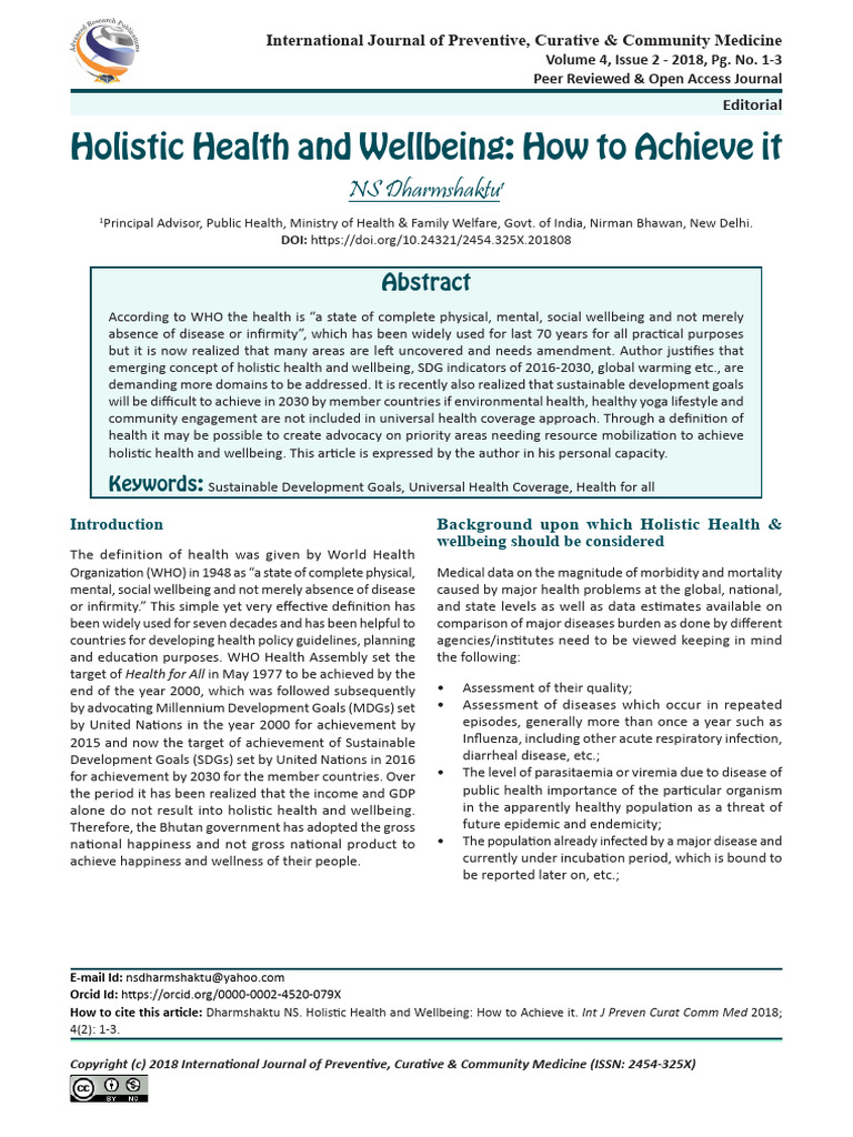 Holistic Health and Wellbeing How To Ach | PDF | Public Health | World ...