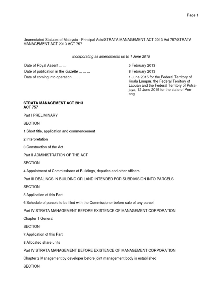Strata Management Act 2013 Act 757 | PDF