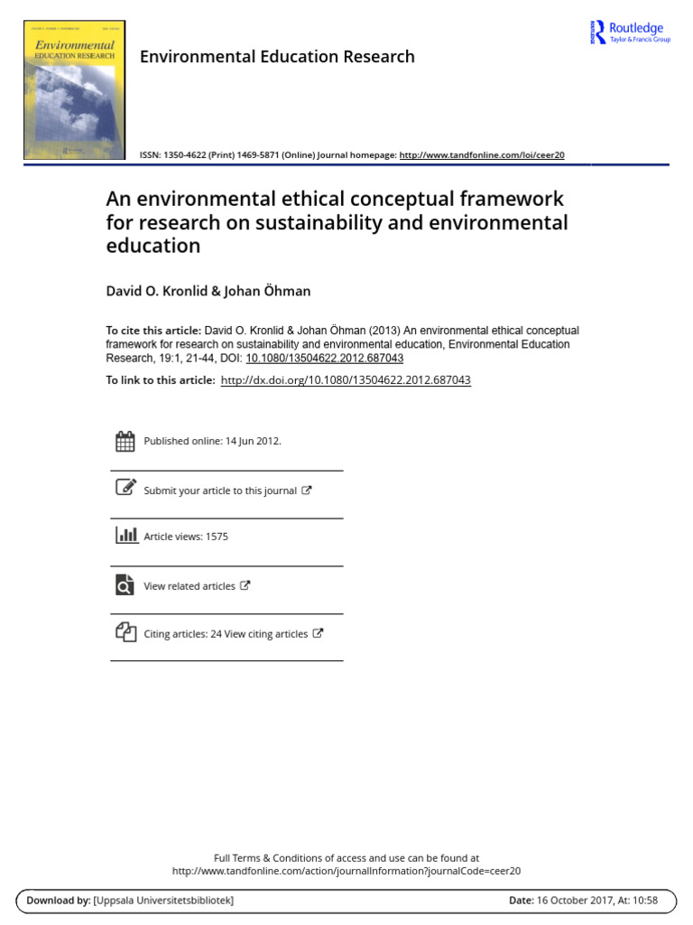 An Environmental Ethical Conceptual Framework For Research On ...