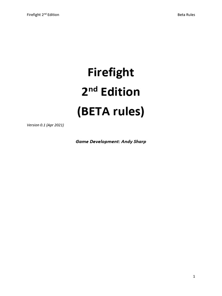 Fire Fight Rules BETA Public Release 0.1 1 Weejtb | PDF