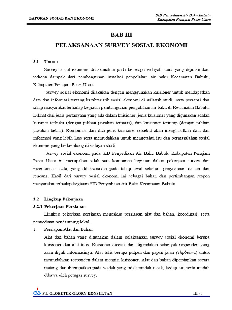 SSK - 04. Bab Iii - Pelaksanaan Survey Sosek | PDF