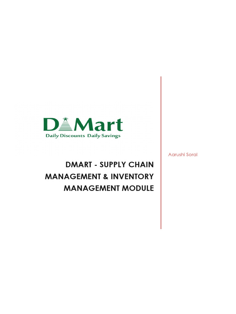 Dmart Supply Chain Management 0 Inventory Management Module | PDF ...