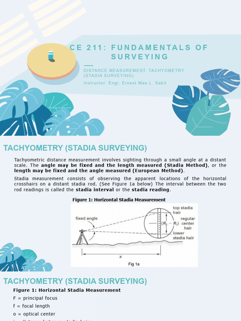 Stadia Measurement in Surveying Techniques | PDF | Surveying | Metrology