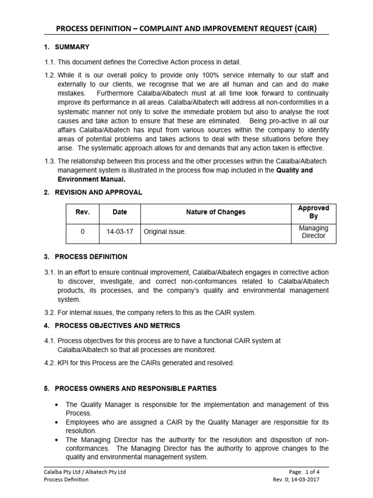 CAIR Process Definition Document | PDF | Business | Systems Science