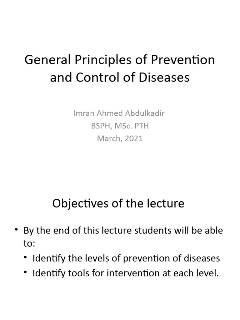Disease Prevention and Control Principles | PDF