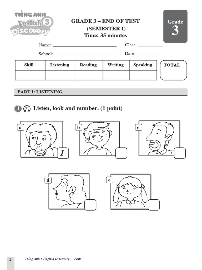 ĐỀ A - GRADE 3 - END OF TEST | PDF