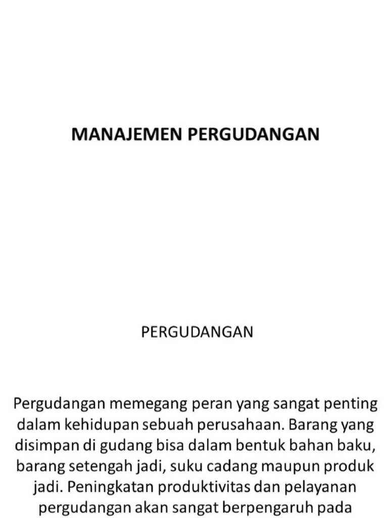 Manajemen Pergudangan | PDF