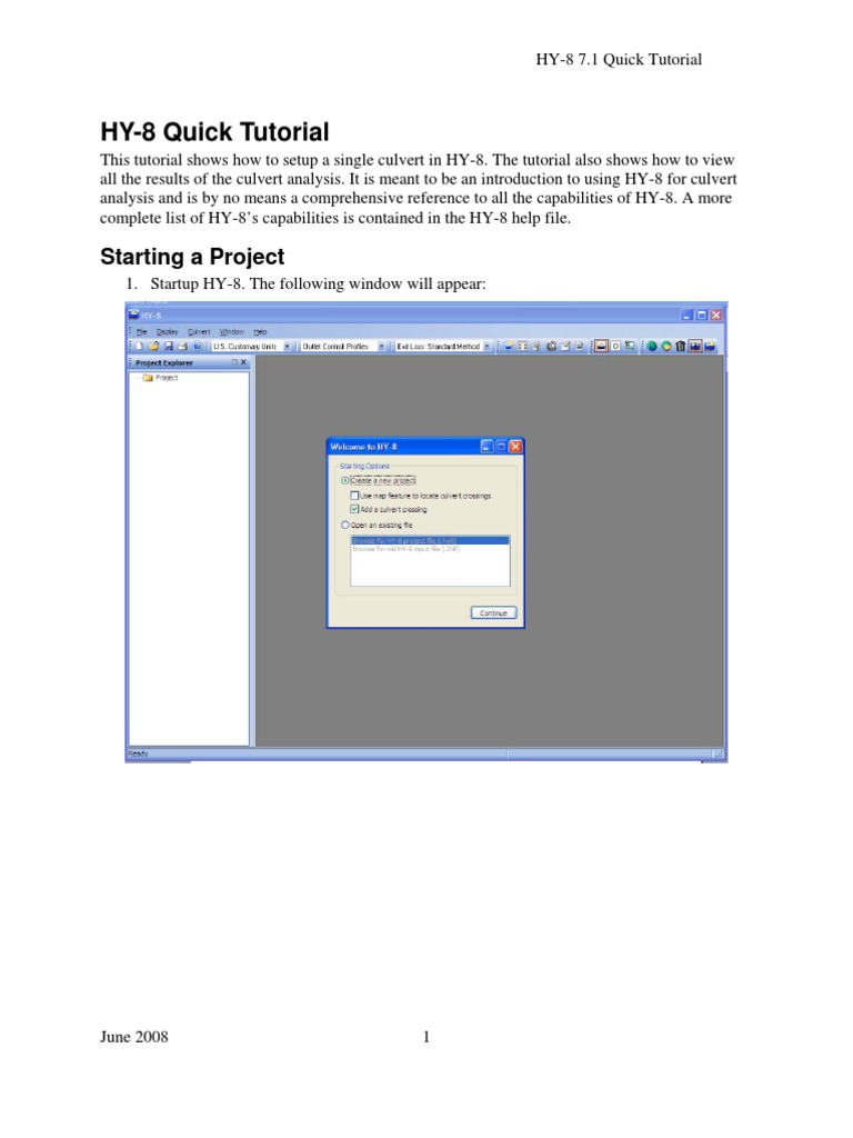 HY-8 7.1 Culvert Setup Tutorial | PDF | System Software | Computing