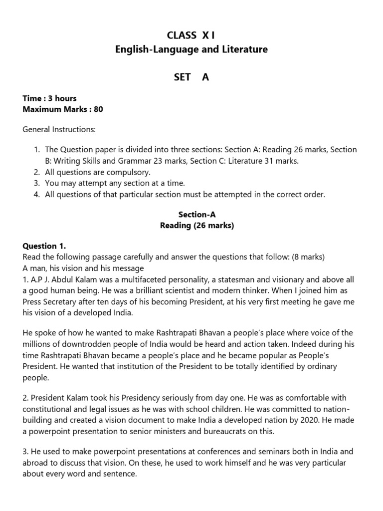 FINAL English 11th Set A. | PDF