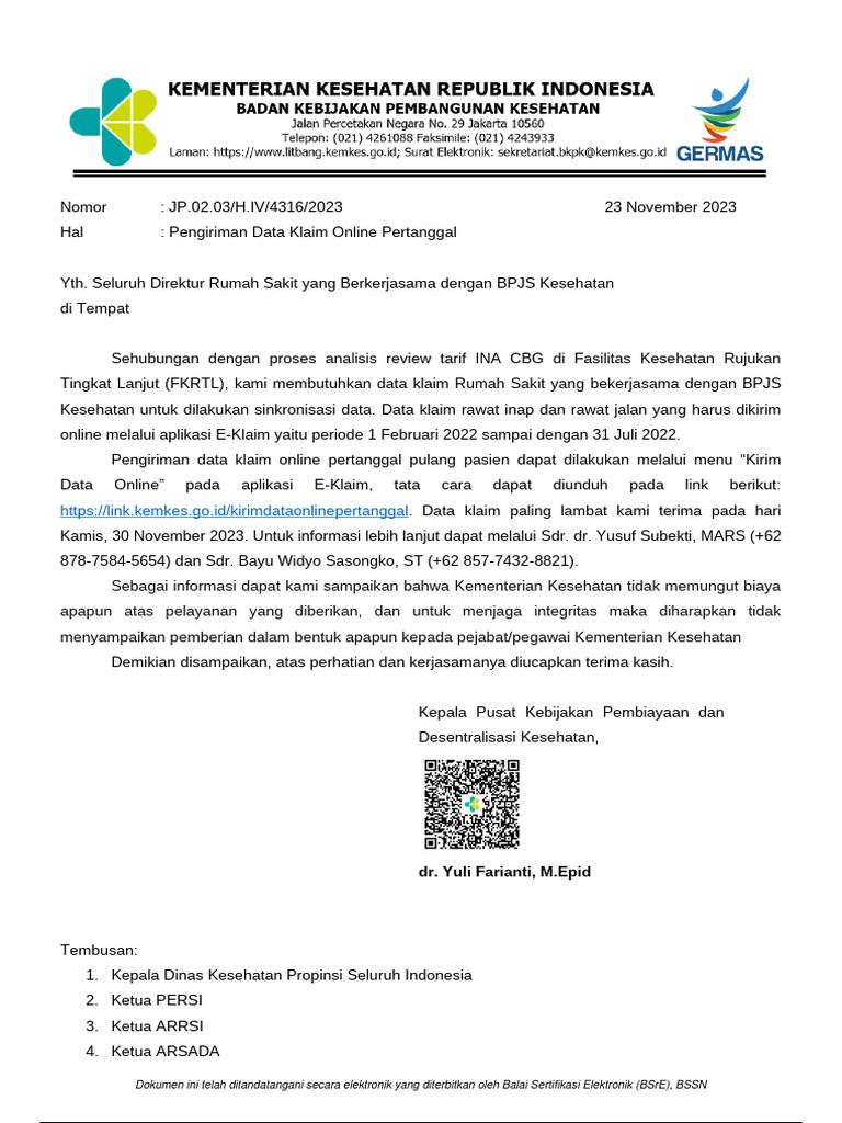 Pengiriman Data Klaim RS BPJS | PDF | Ilmu Sosial | Sains & Matematika
