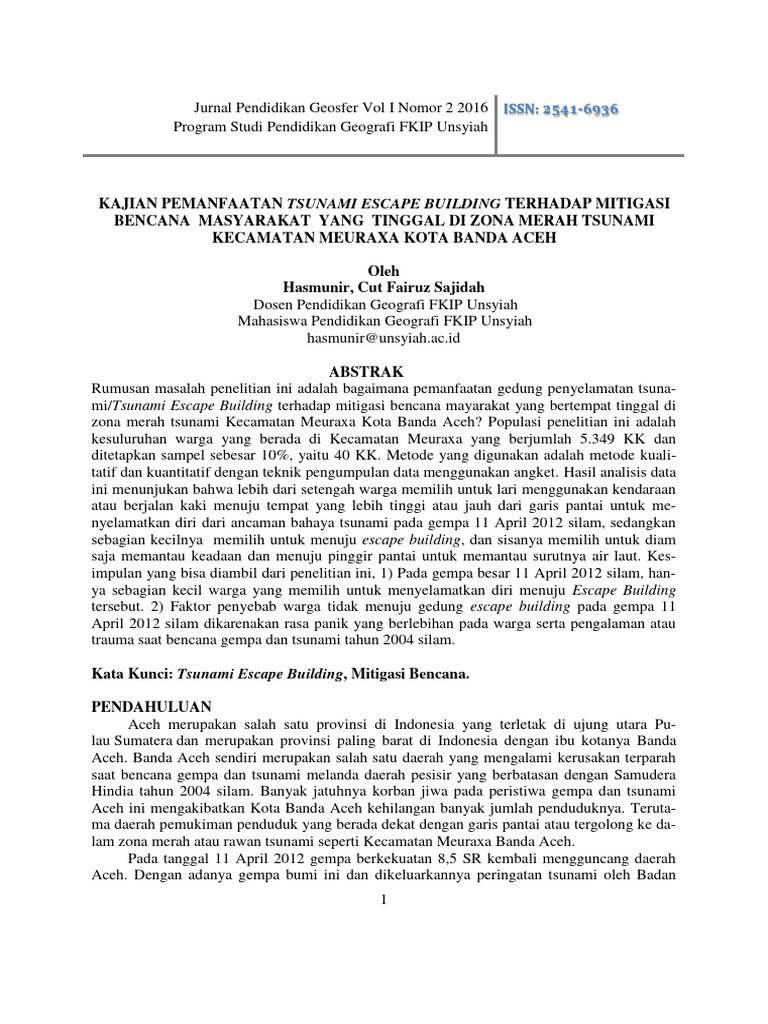 Kajian Pemanfaatan Tsunami Escape Building | PDF