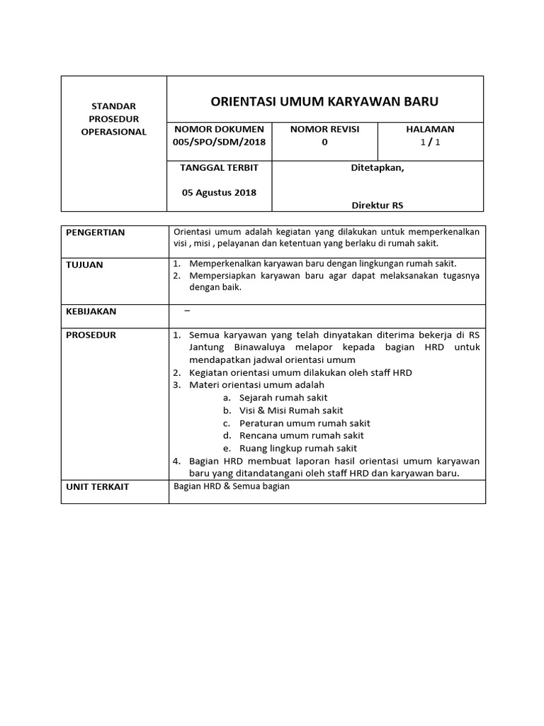 005-SPO-SDM-2018 (Orientasi Umum) | PDF