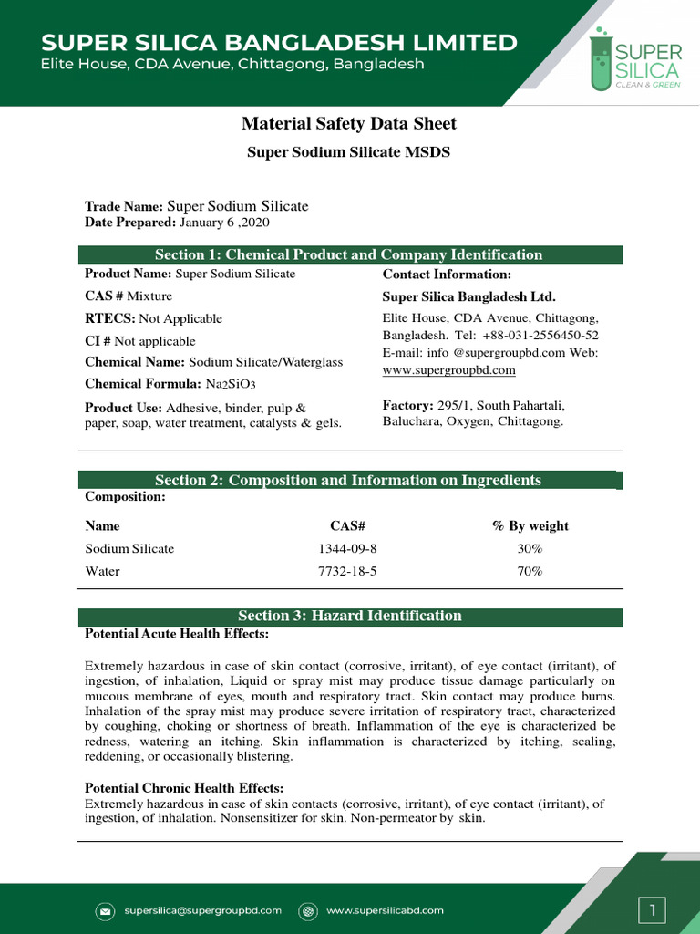 MSDS | PDF | Water | Toxicity