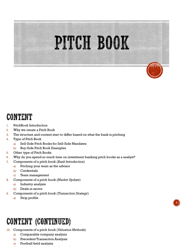 Investment Banking Pitch Book Essentials | PDF | Mergers And ...