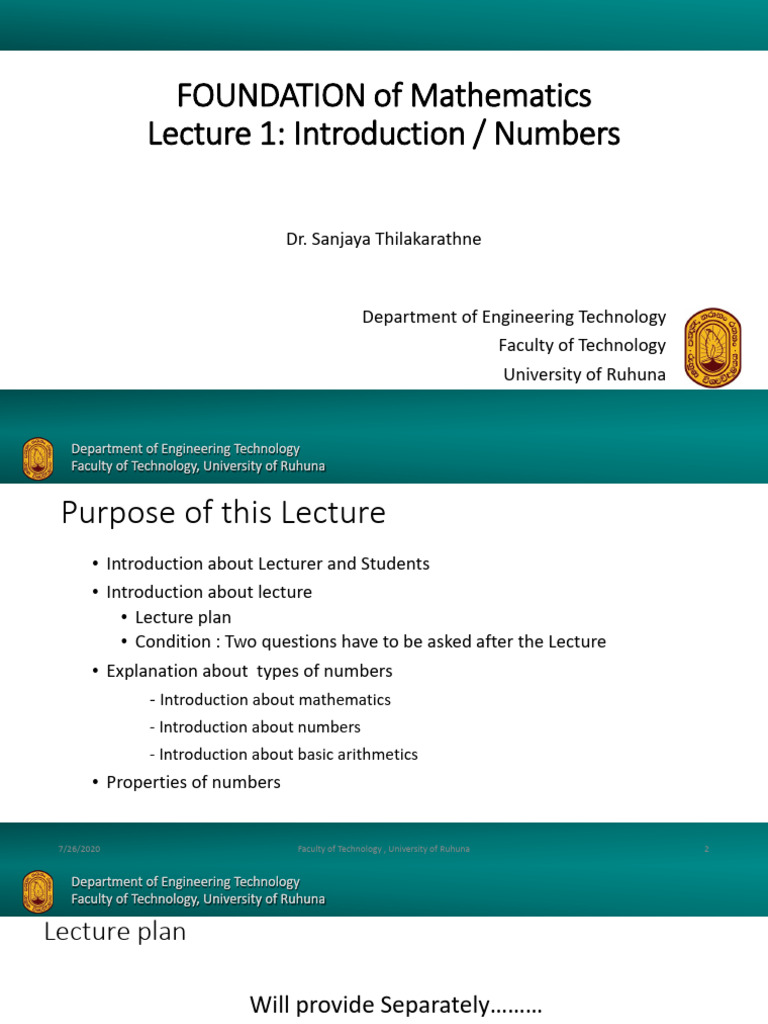Lecture 1 - Numbers | PDF
