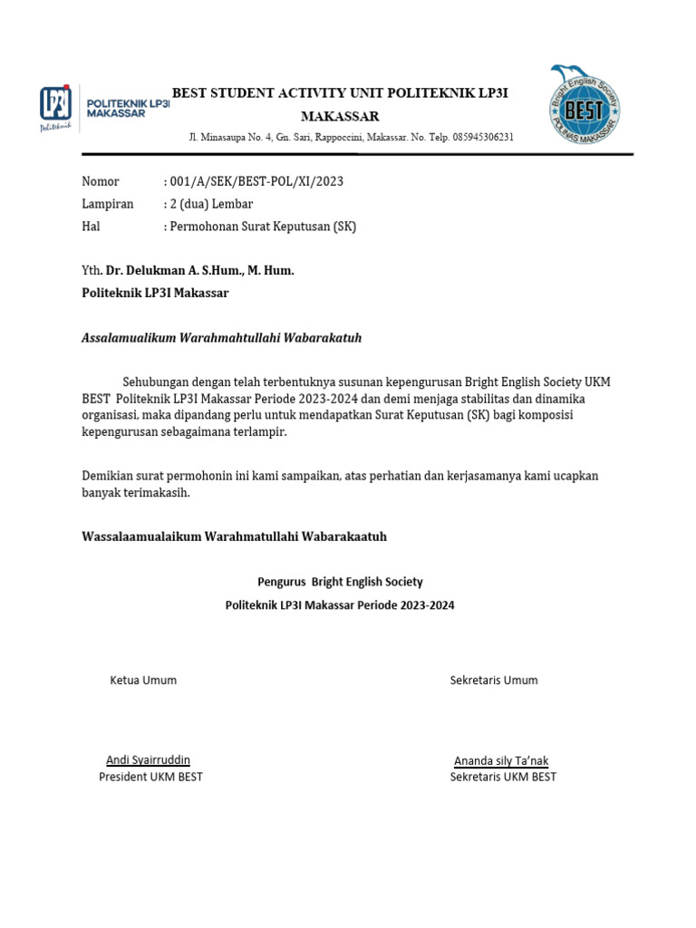 Best Student Activity Unit Politeknik Lp3i | PDF