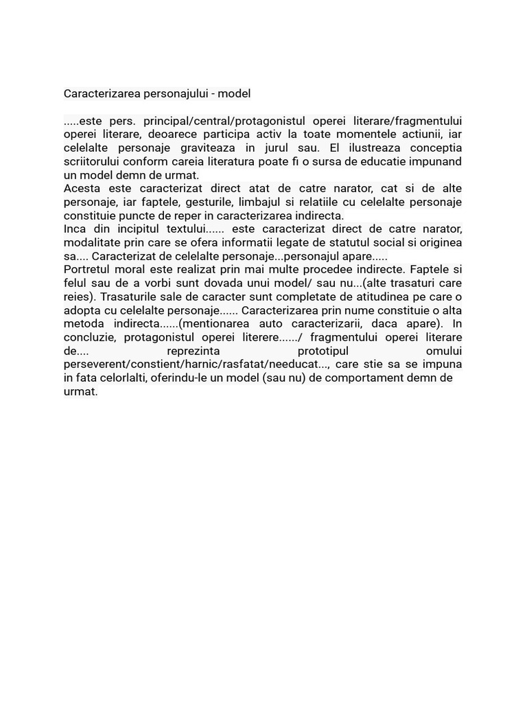 Caracterizare Model | PDF
