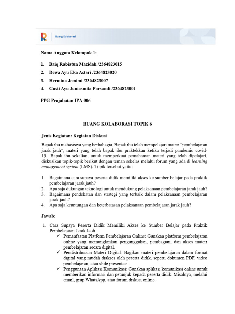 Ruang Kolaborasi Kelompok 1_topik6 | PDF